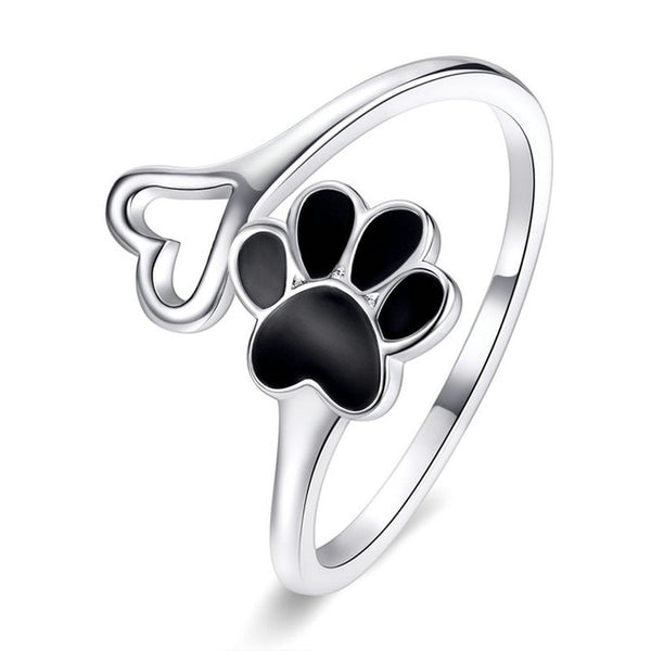 Sterling Silver Dog Paw Adjustable Rings – PetWithMe